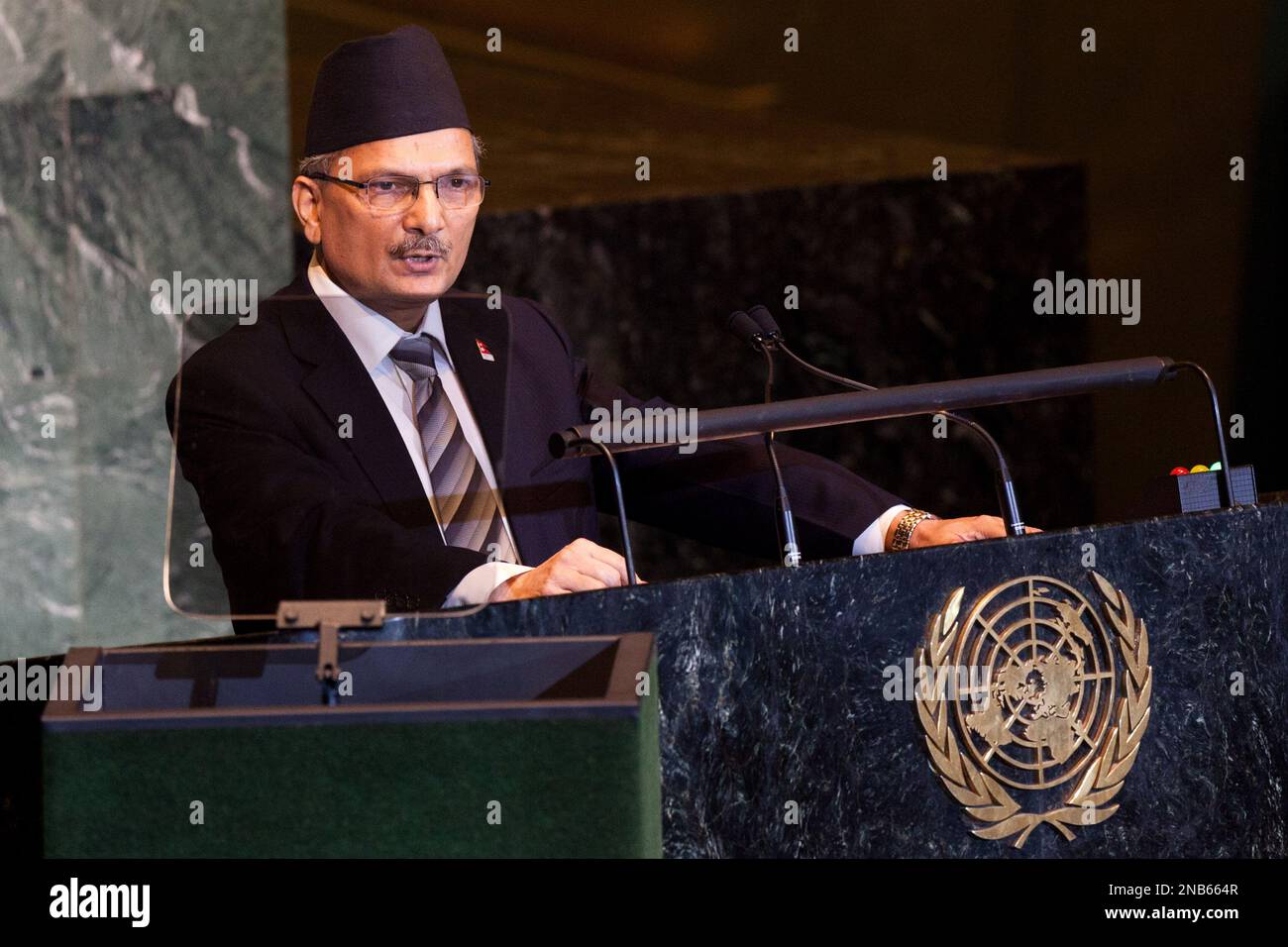 Prime Minister of Nepal Baburam Bhattarai speaks at the 66th United ...