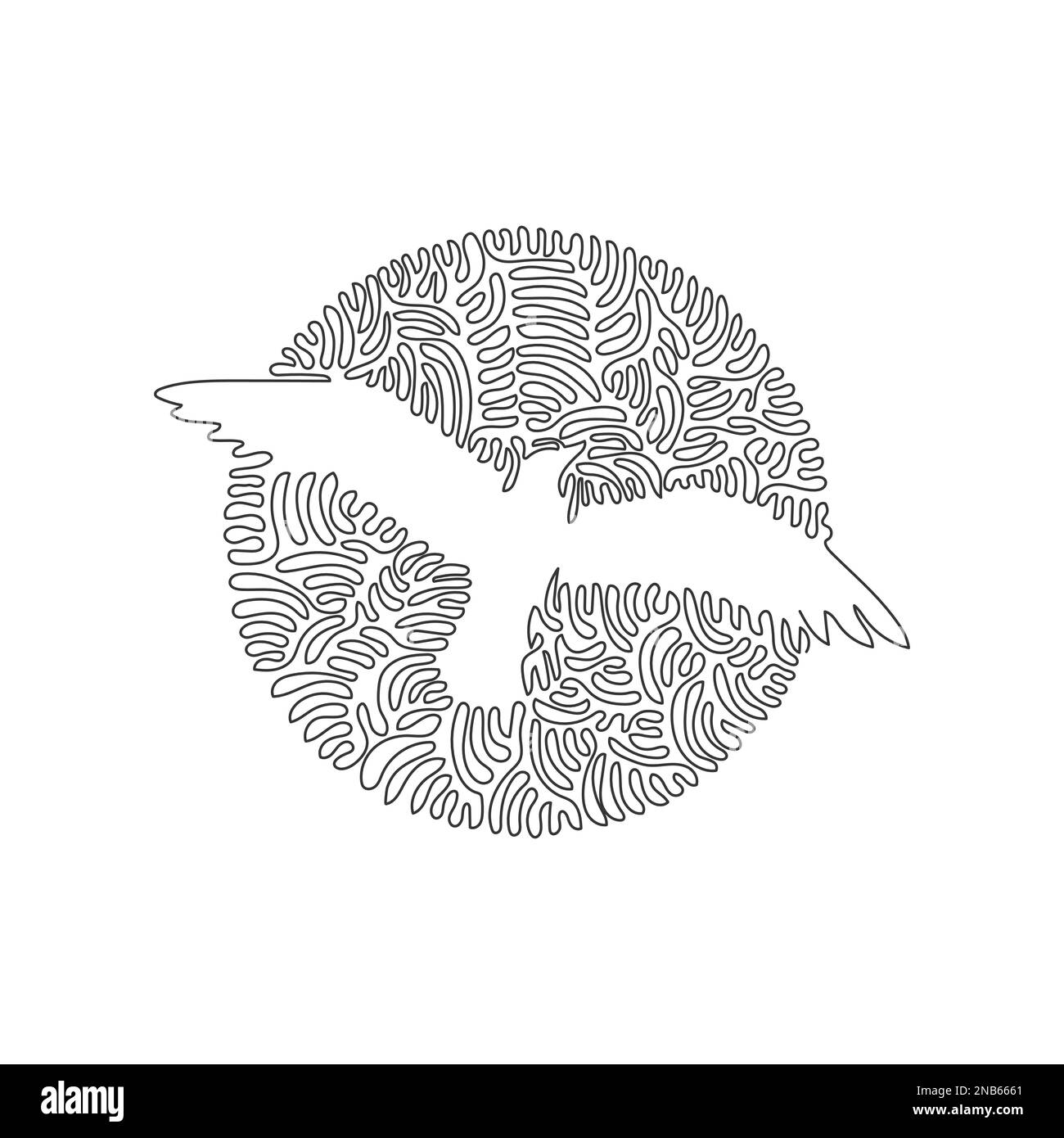 Continuous One Curve Line Drawing Of Beautiful Gulls Abstract Art Single Line Editable Stroke
