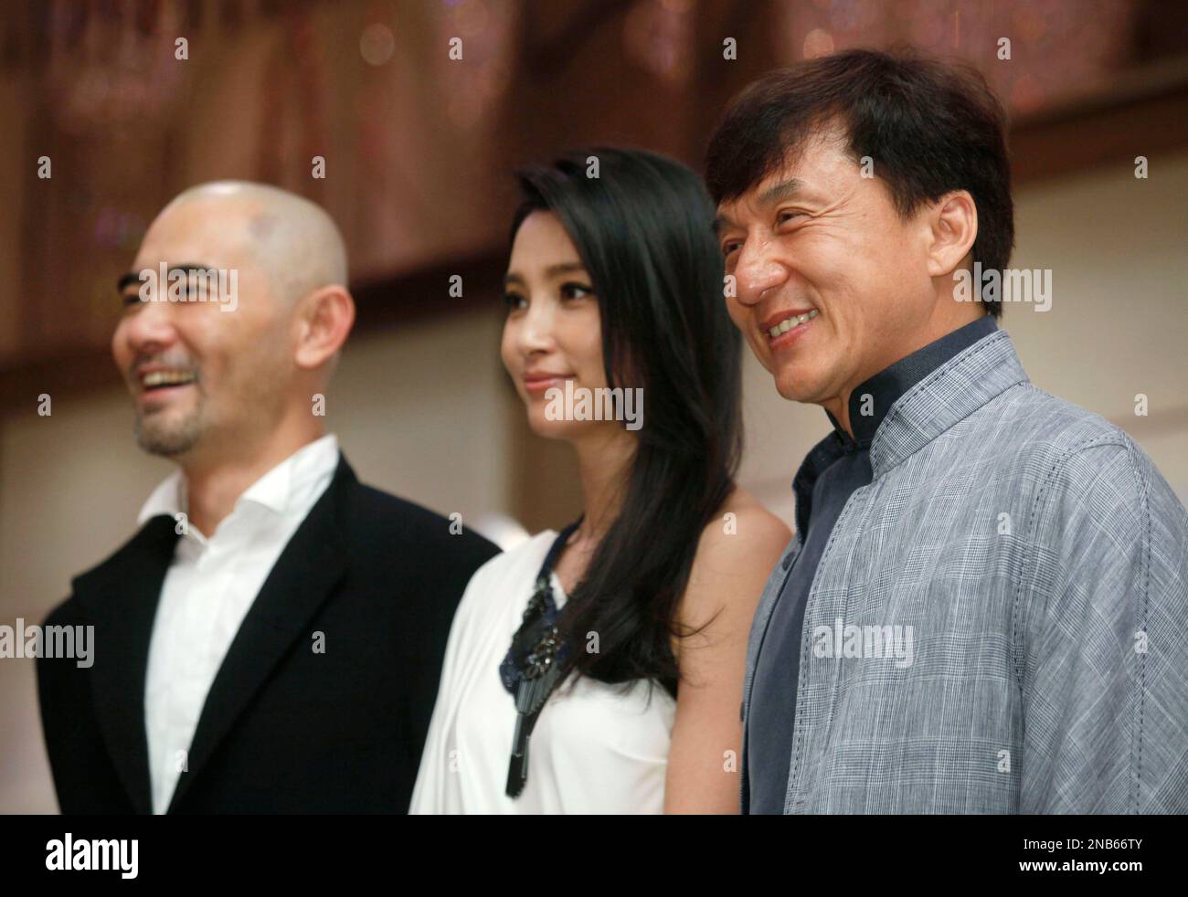 Hong Kong movie star Jackie Chan, right, Chinese actress Li Bingbing ...