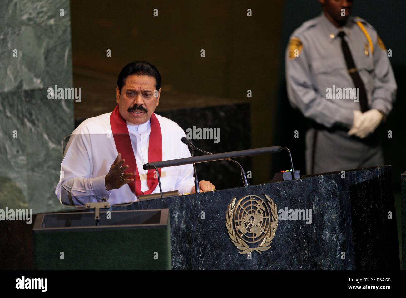 Sri Lankan President Mahinda Rajapaksa speaks during the 66th session ...