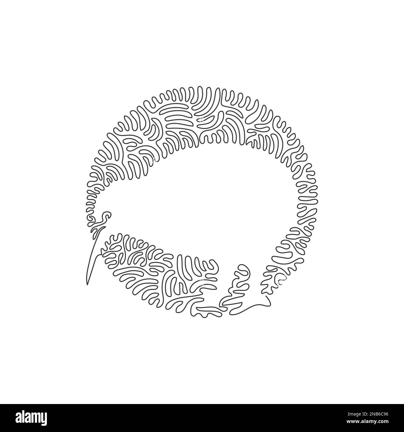 Continuous one curve line drawing of cute kiwi. Single line editable ...