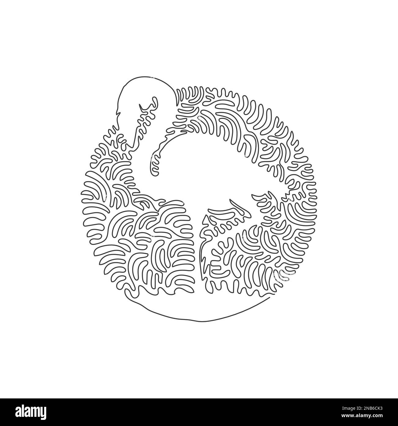 Continuous curve one line drawing of standing flamingo. Single line editable stroke vector ...