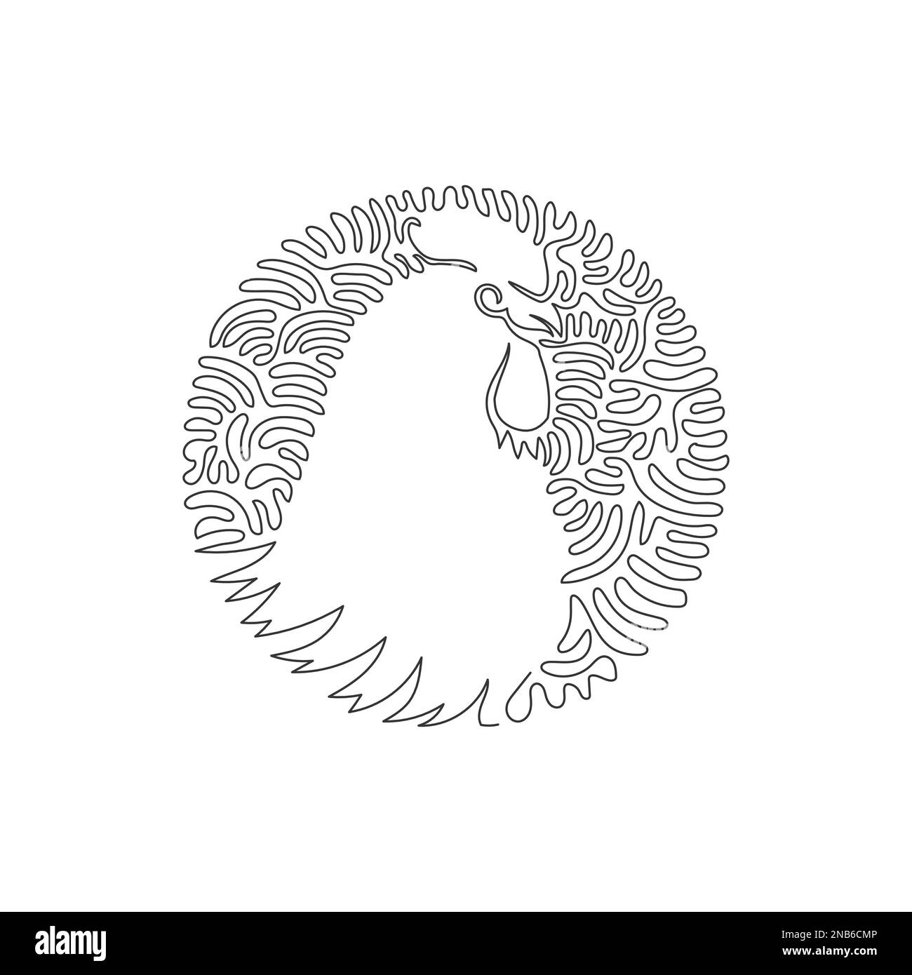 Single one curly line drawing abstract art. Fleshy rooster comb ...