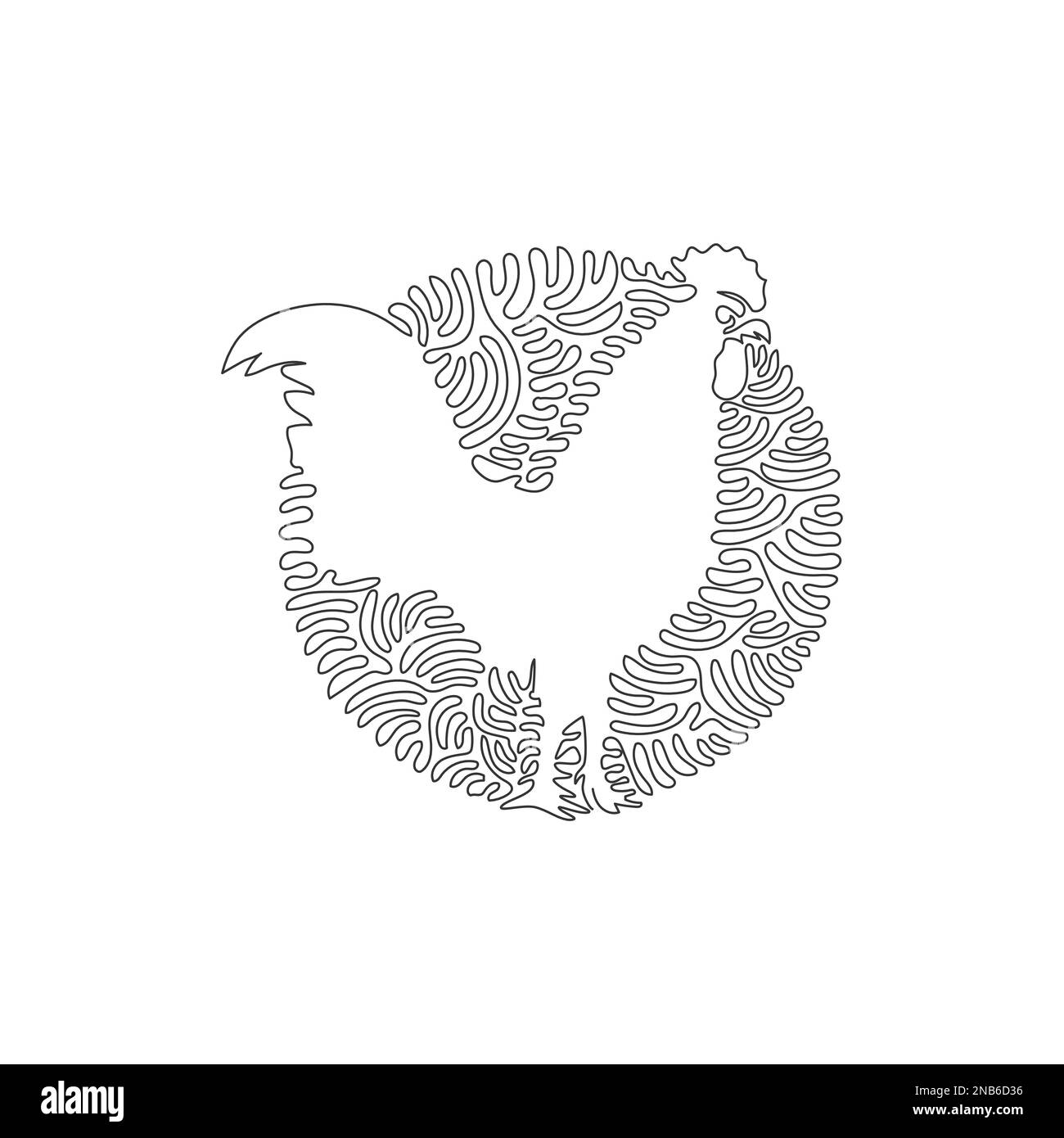 Continuous one curve line drawing of a cute rooster. Single line ...