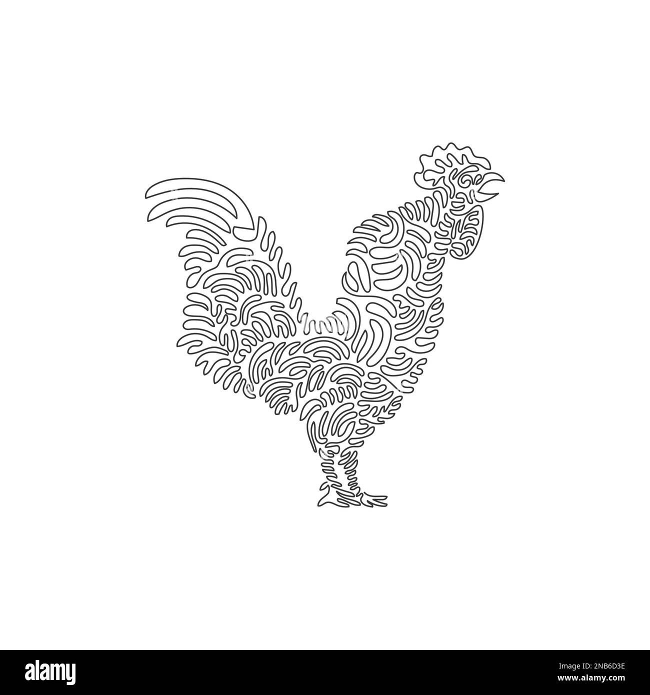 Single one line drawing abstract art. Adorable standing rooster ...