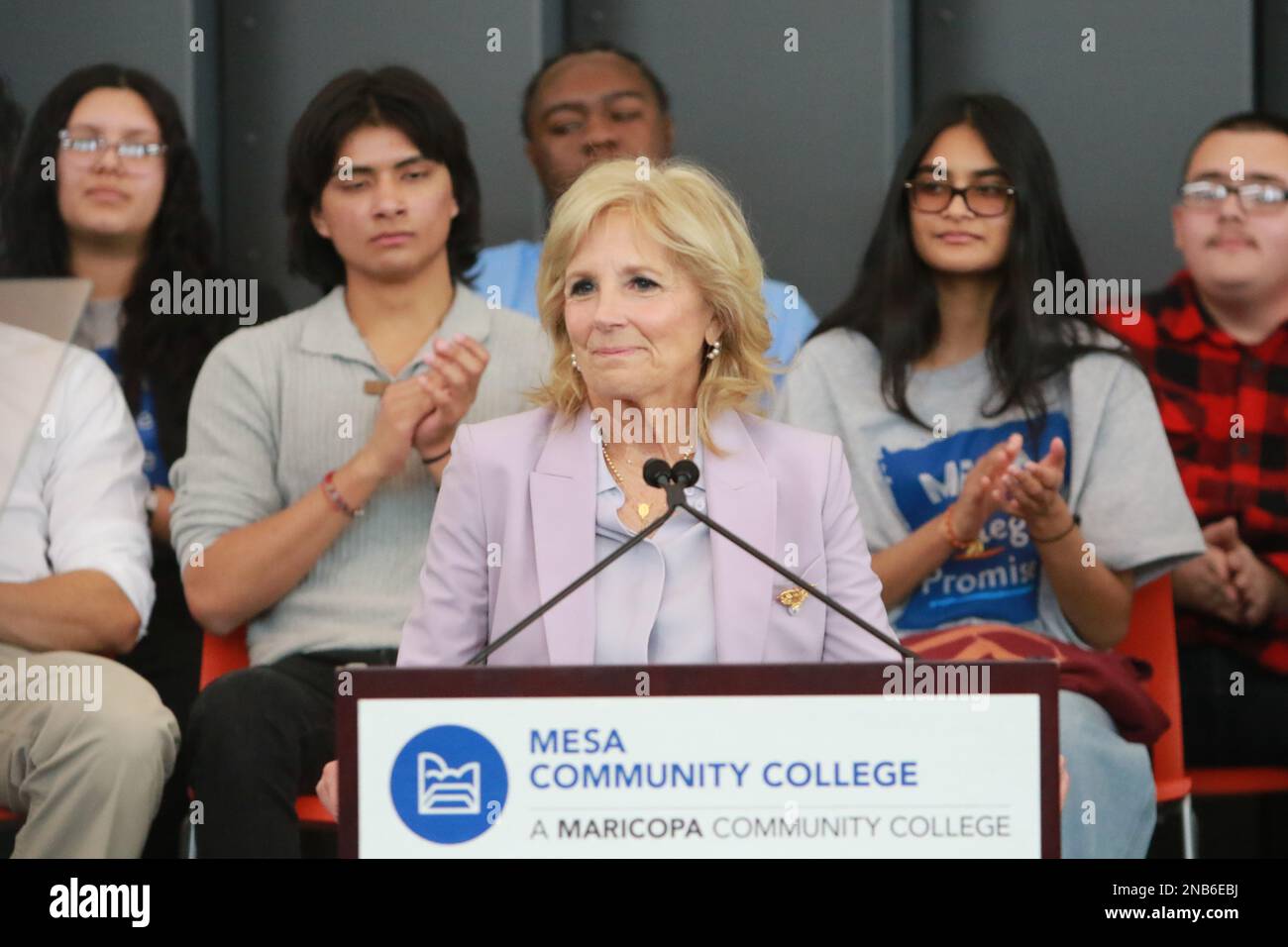 Mesa, Arizona, February 13, 2023. First Lady Dr. Jill Biden speaks at ...