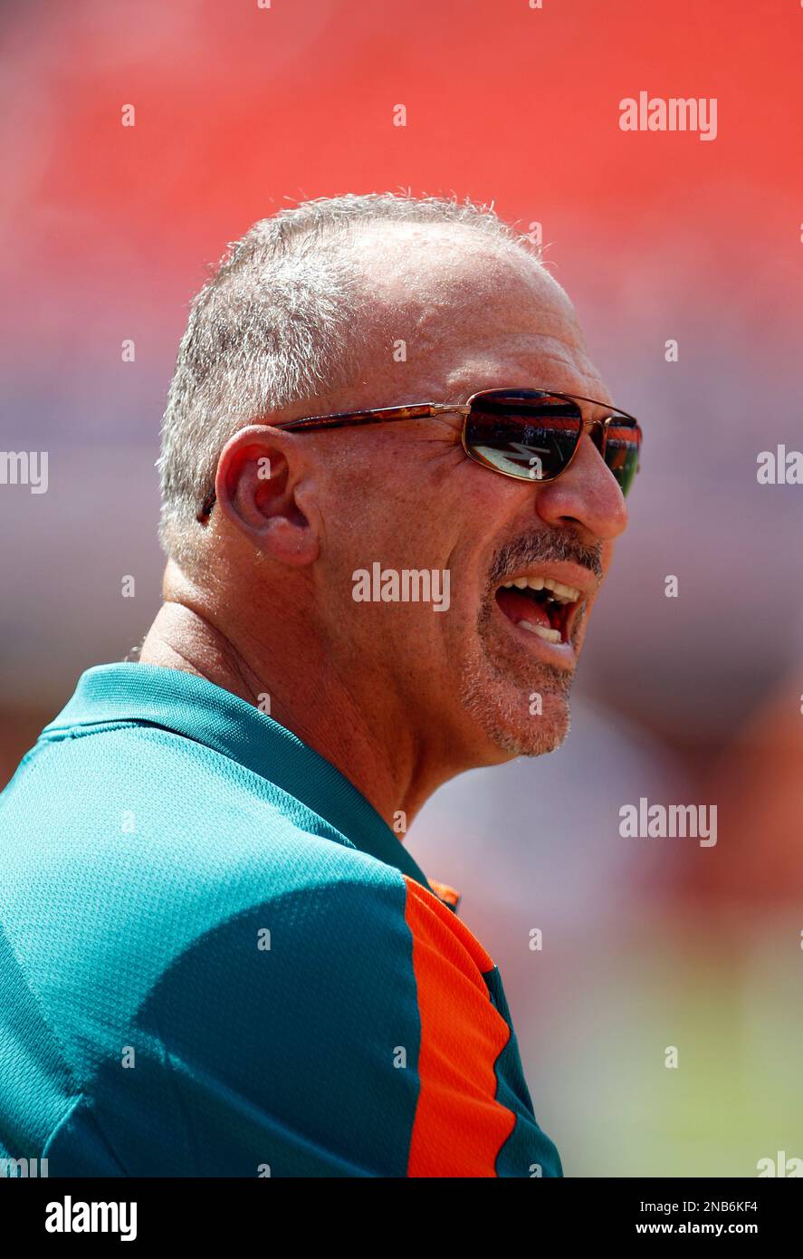 Miami Dolphins head coach Tony Sparano is shown during warmups before ...