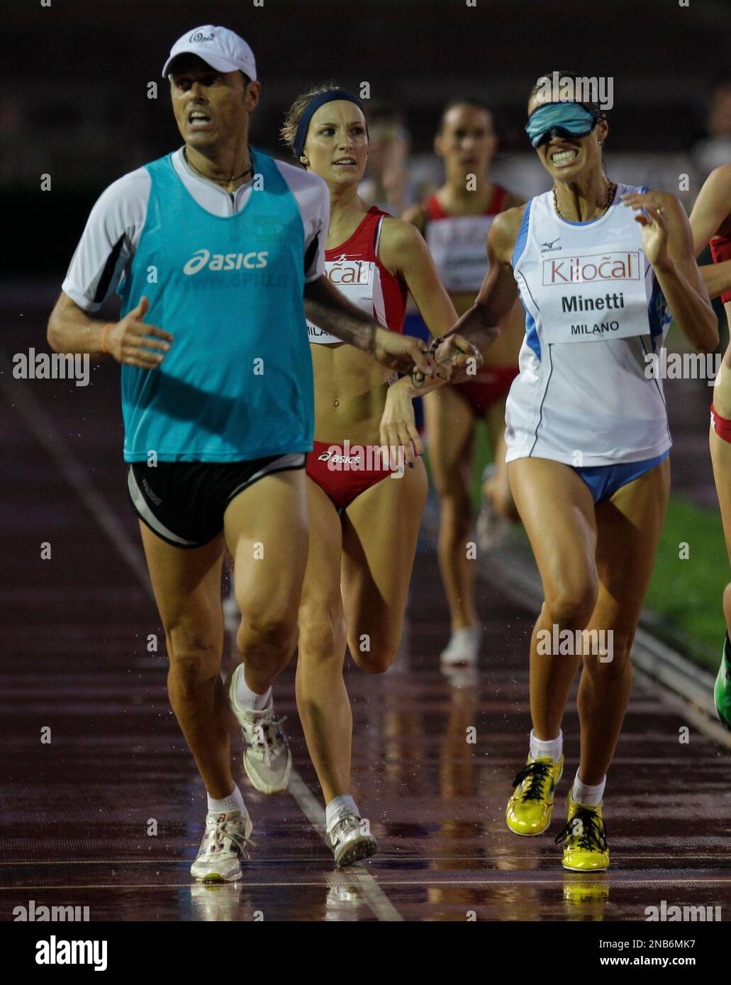 Italian runner and singer Annalisa Minetti, right, competes in the ...