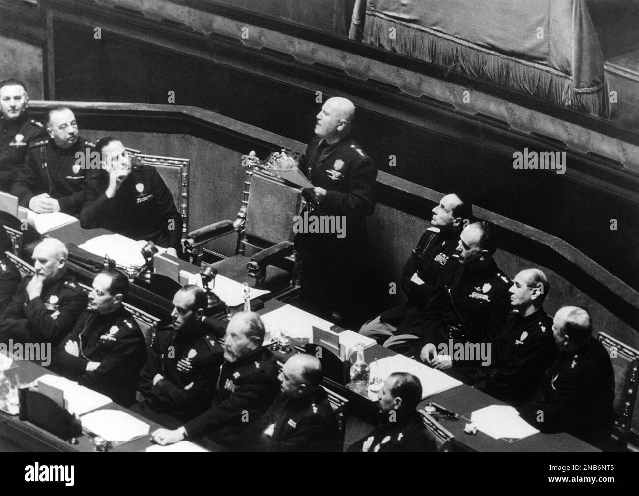 In a dramatic speech before a crowded senate,Italian dictator Benito ...