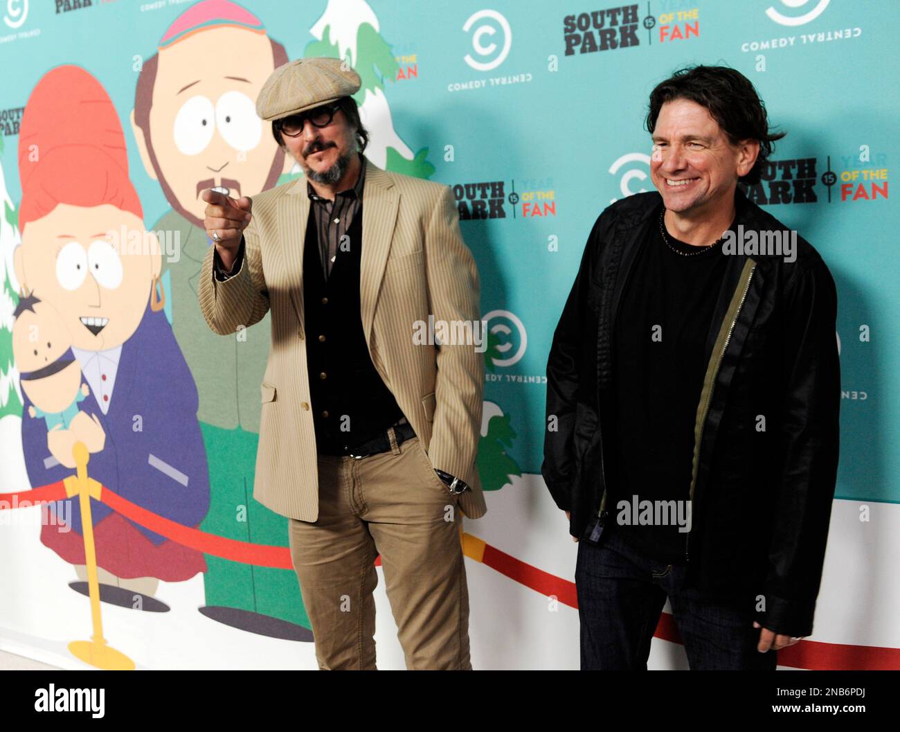 Les Claypool, left, and Larry LaLonde of the band Primus arrive at the ...
