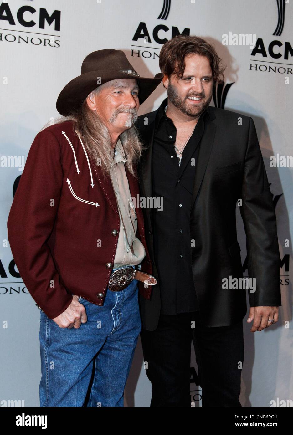 Dean Dillon, left, and Randy Houser arrive for the Academy of Country ...