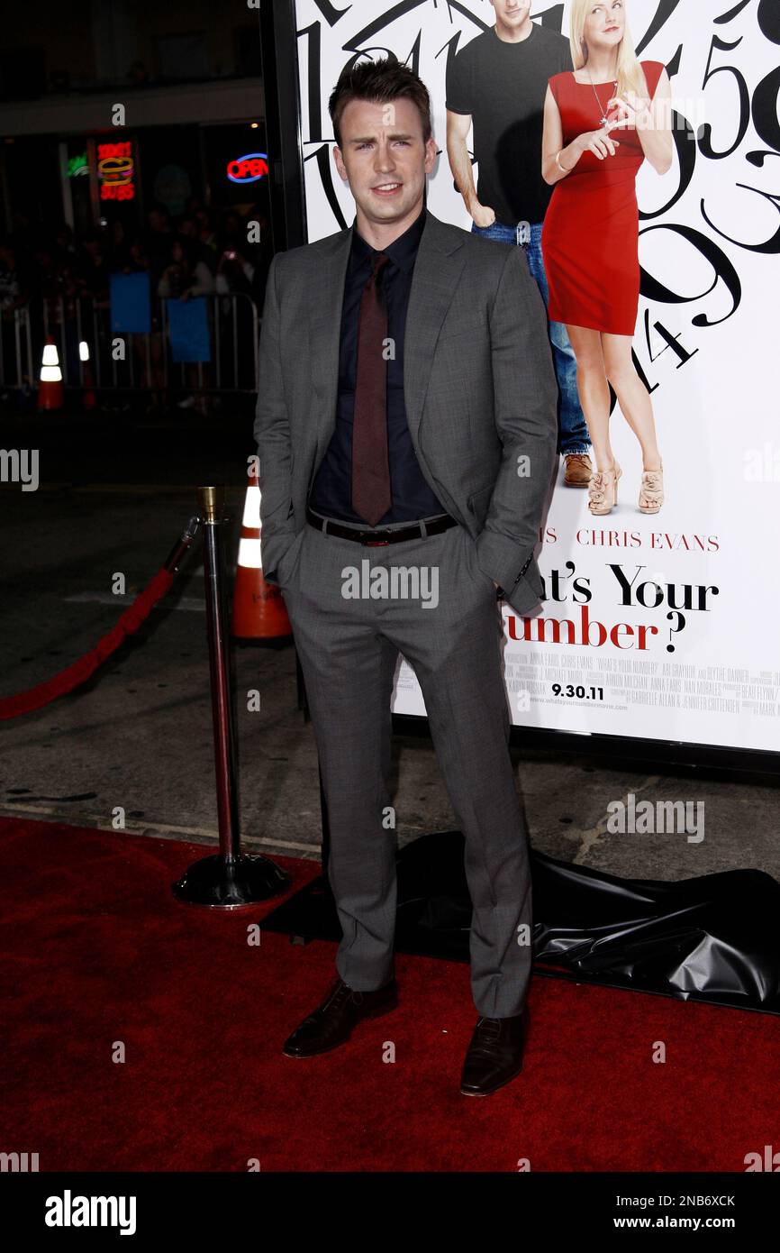Cast member Chris Evans arrives at the premiere of "What's Your Number ...