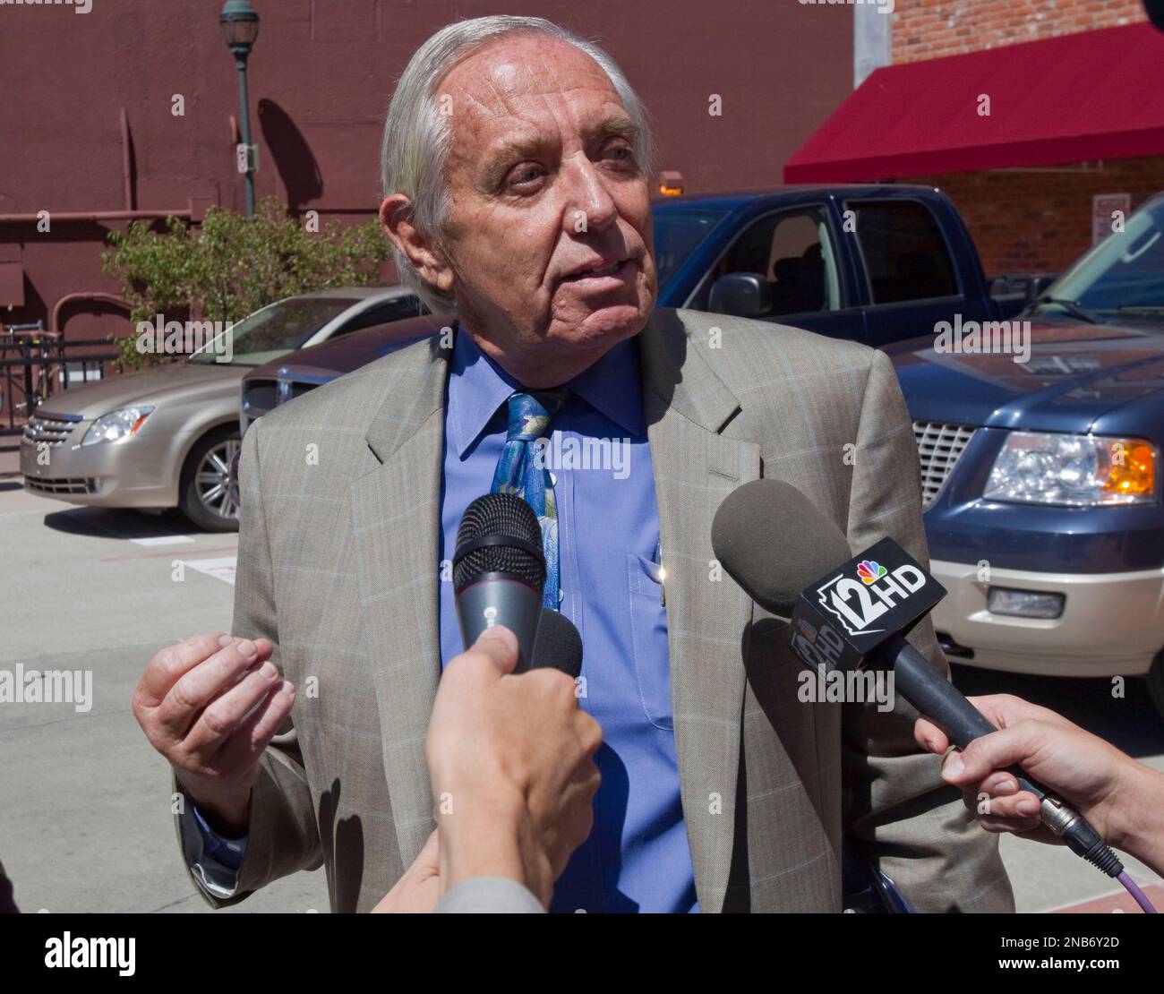 Attorney David Derickson talks with reporters outside Federal Court ...