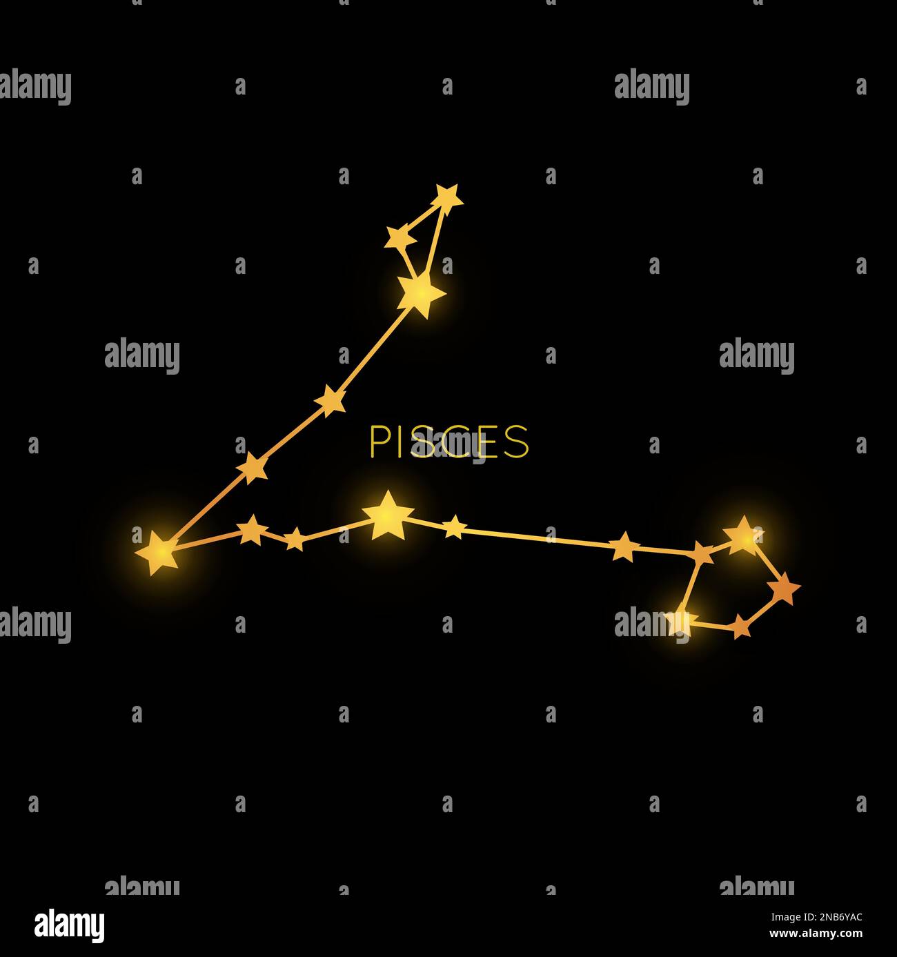 Pisces golden zodiac constellation, mystic sign in space, cosmic magic ...