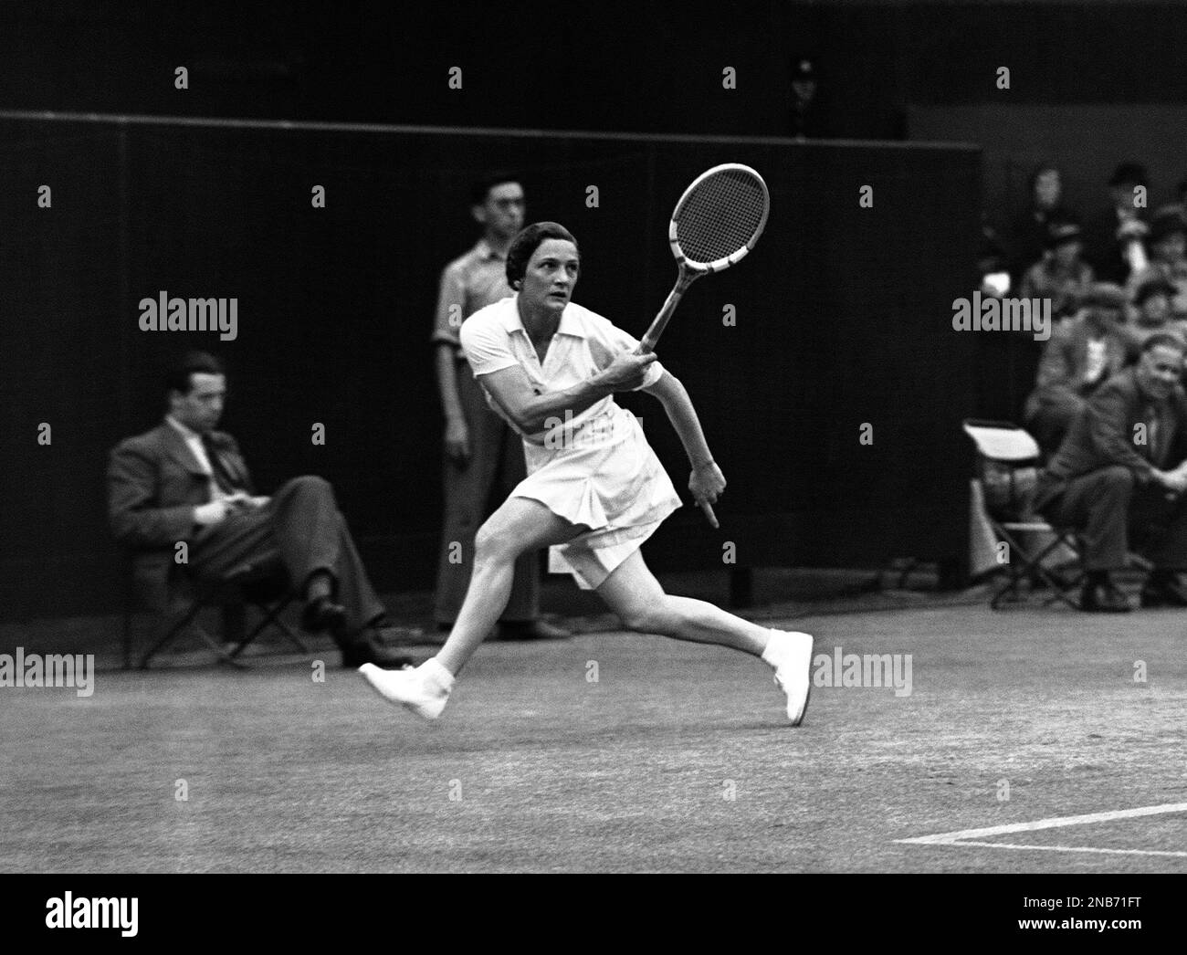 Helen Jacobs, U.S.A., in play in the Wimbledon Tennis Championships ...