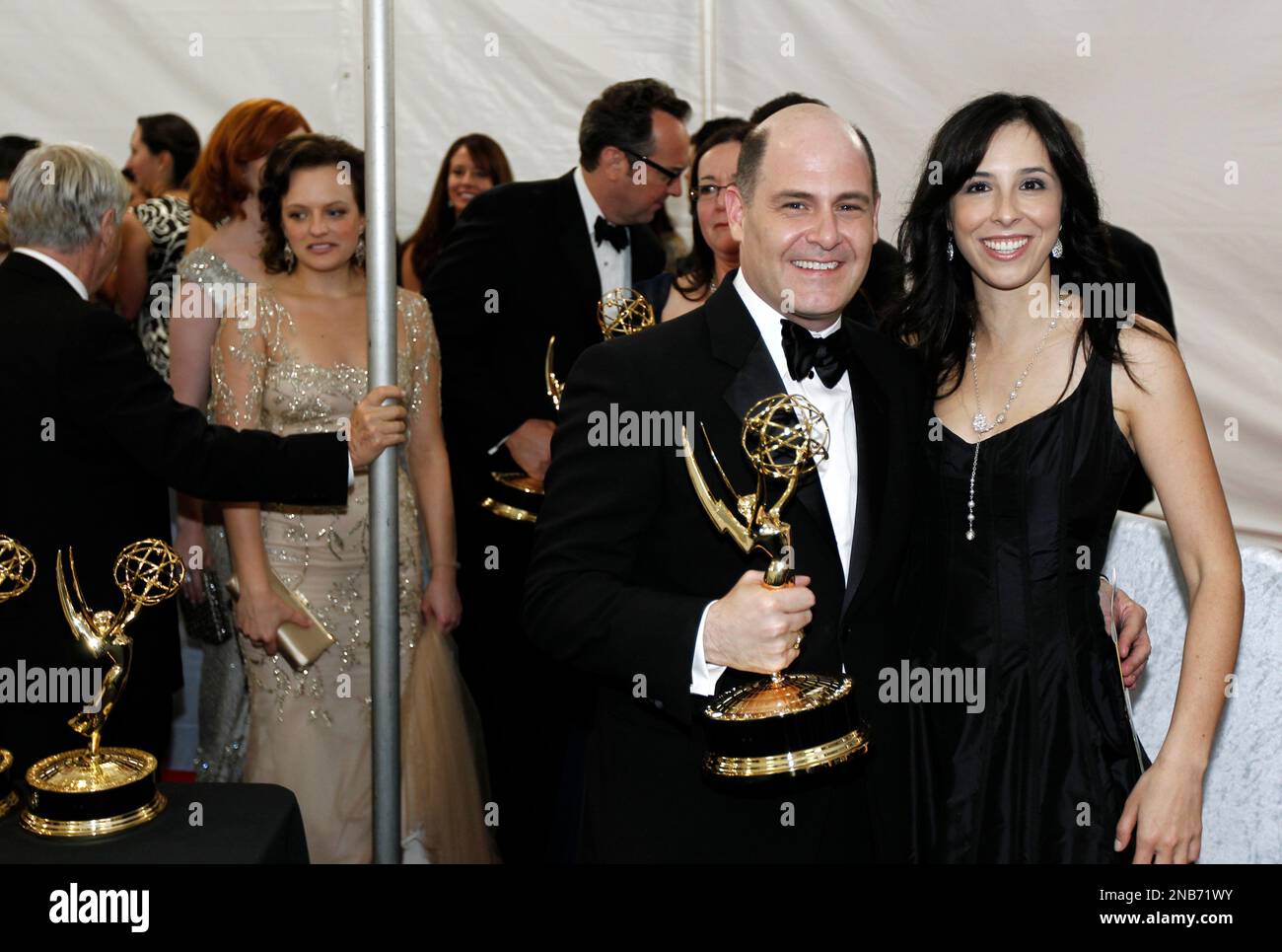 Matthew Weiner poses with his award for outstanding drama series for ...