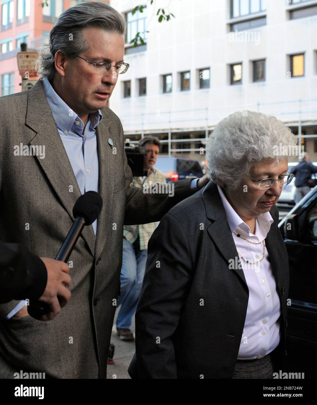 Dr. William Petit Jr., left, and his mother, Barbara Petit, arrive at ...