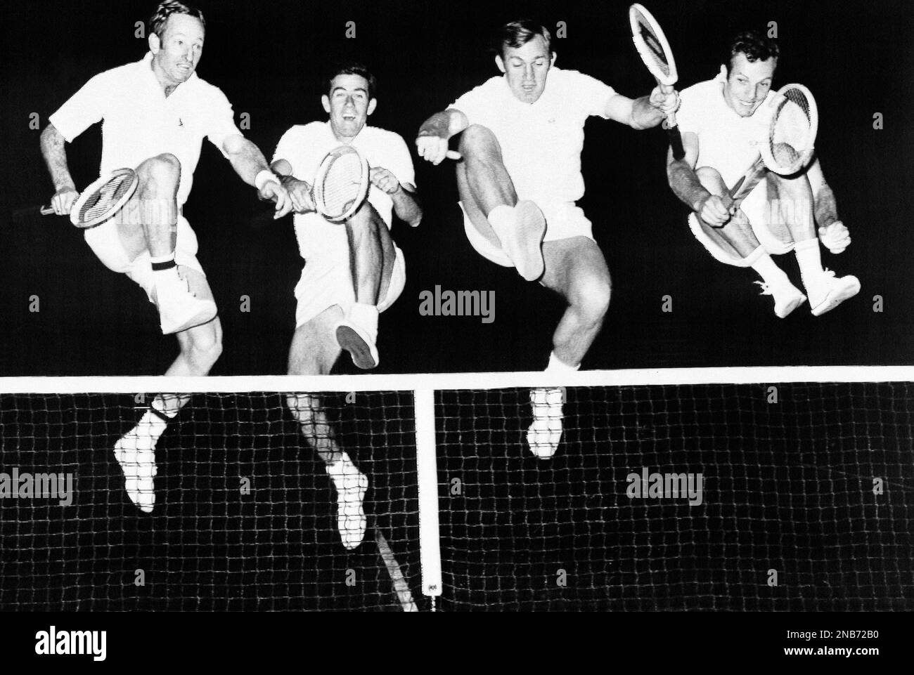 Four world tennis stars, Australians Rod Laver, Ken Rosewall, Tony ...