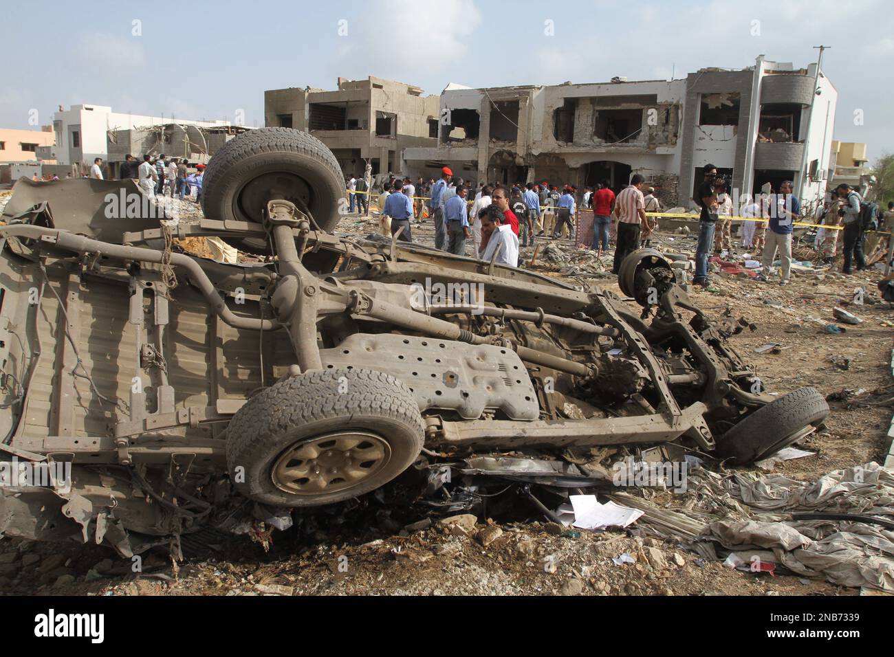 A view of destruction caused by a bombing in Karachi, Pakistan on ...