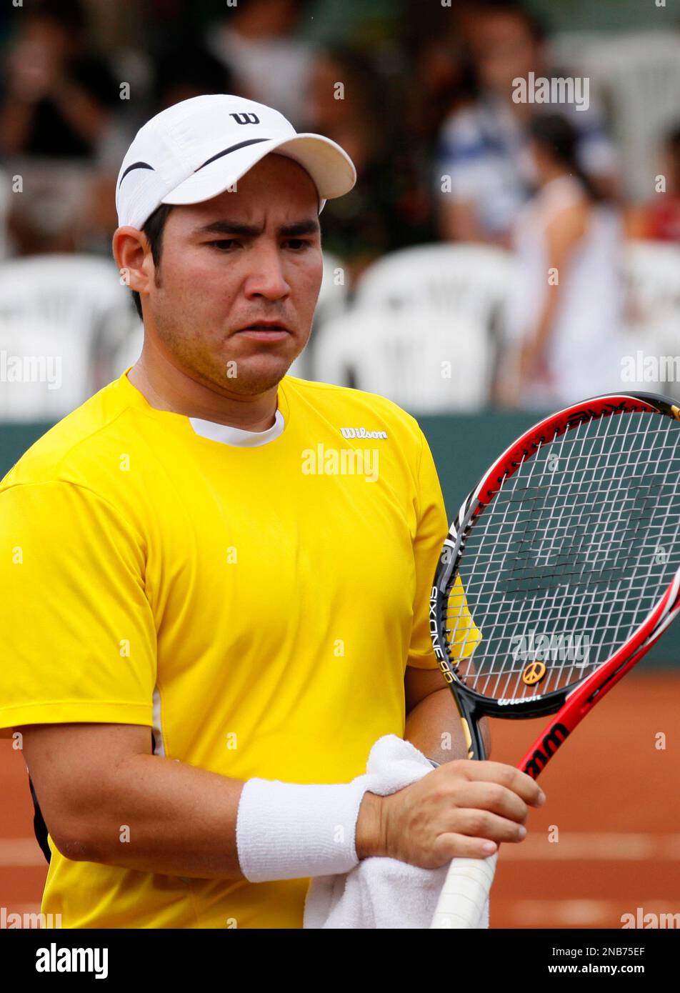 Mexico's Daniel Garza looks on during a Davis Cup tennis match against ...