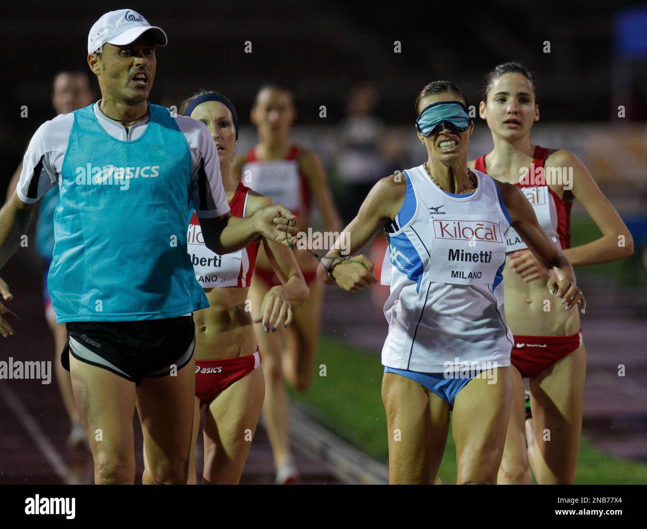 Italian runner and singer Annalisa Minetti, right, competes in the ...