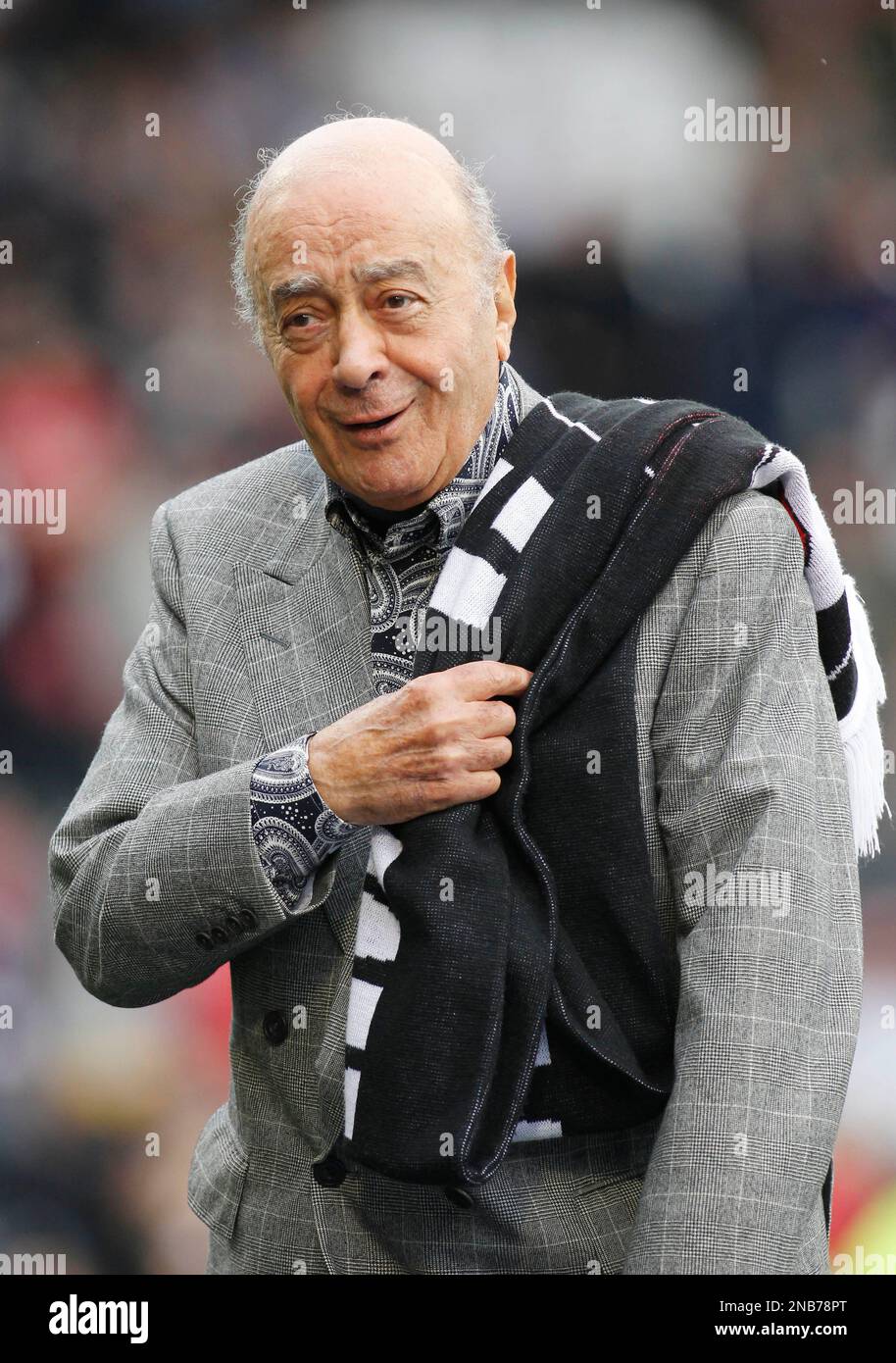 Fulham's Chairman Mohamed Al Fayed arrives to watch his team play ...