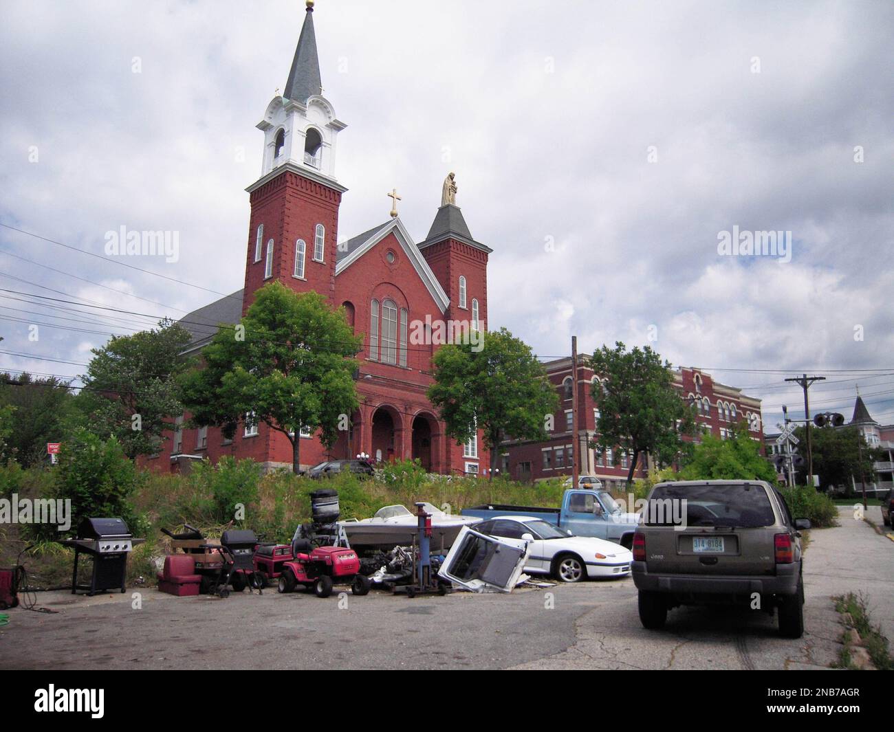 In this Sept. 1, 2011 photo, a cluttered garage lot lies just below St ...