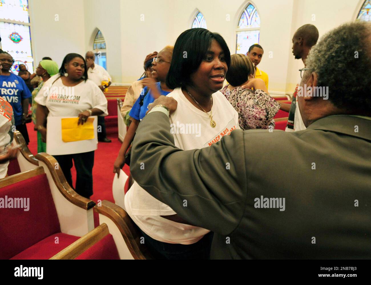 Troy Davis' sister Kimberly Davis greets supporters during a prayer ...