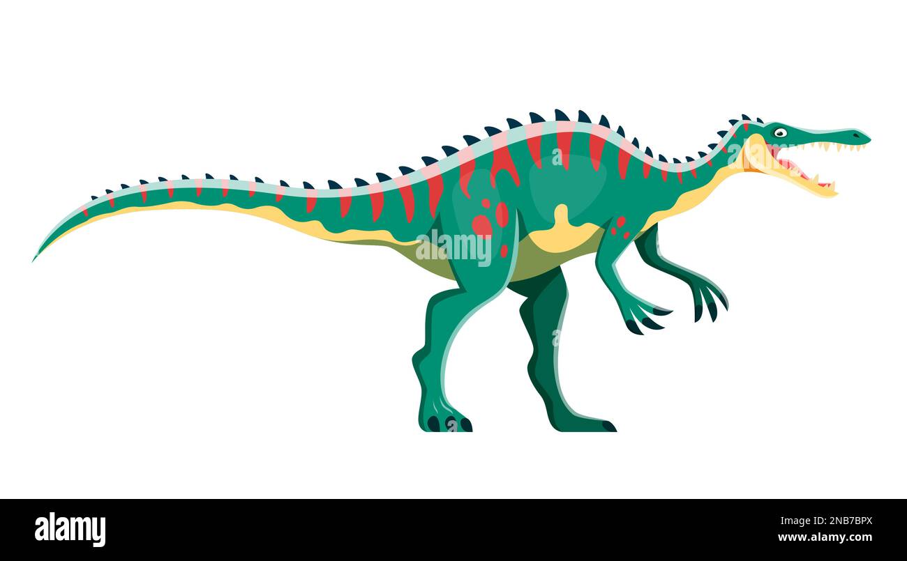 Cartoon Suchomimus dinosaur character. Ancient wildlife animal or ...