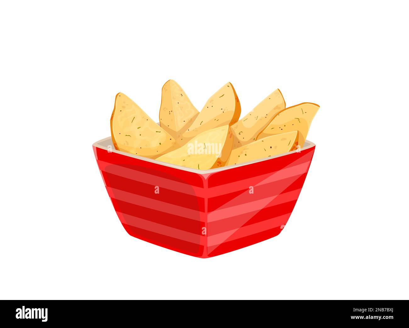 Cartoon fried potato, isolated vector bowl with grilled vegetable ...