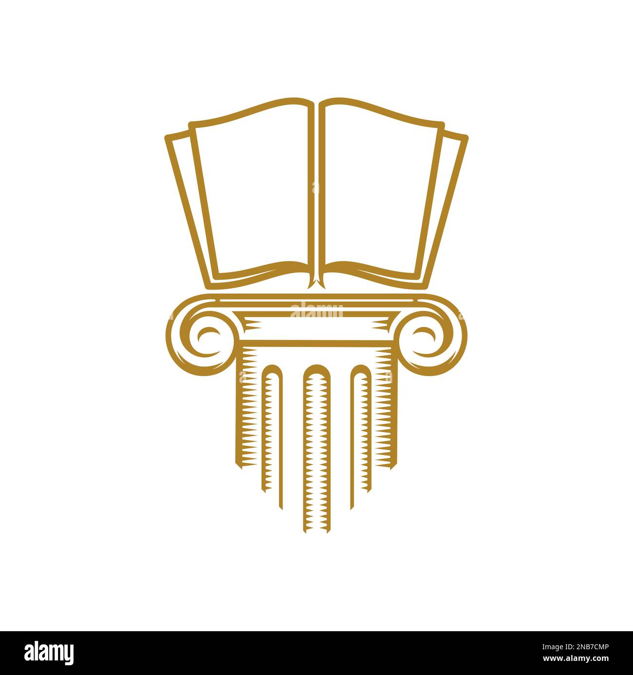 Book on column icon. Literature teaching, university learning or ...
