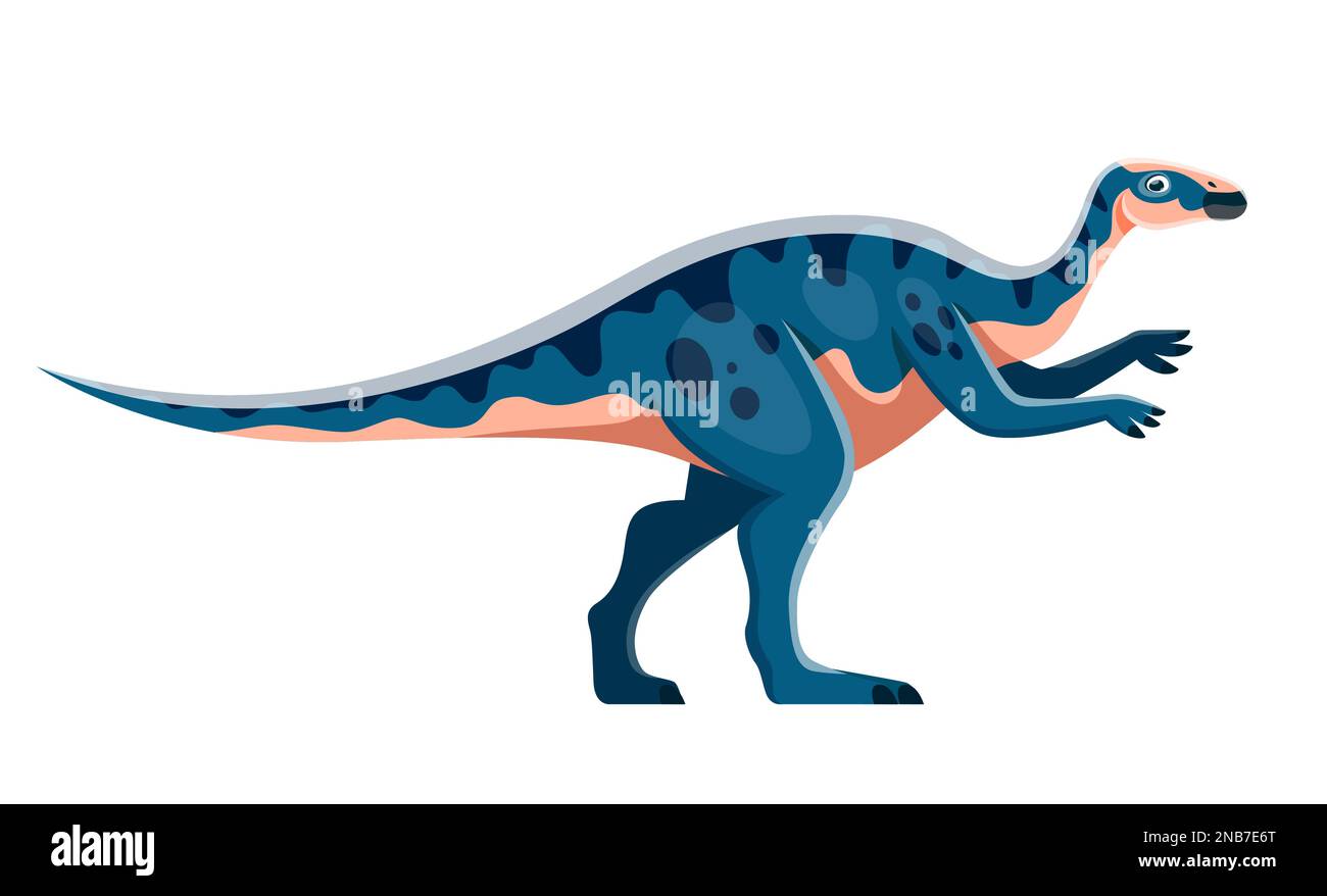 Cartoon Aralosaurus dinosaur character. Prehistoric herbivore dinosaur ...