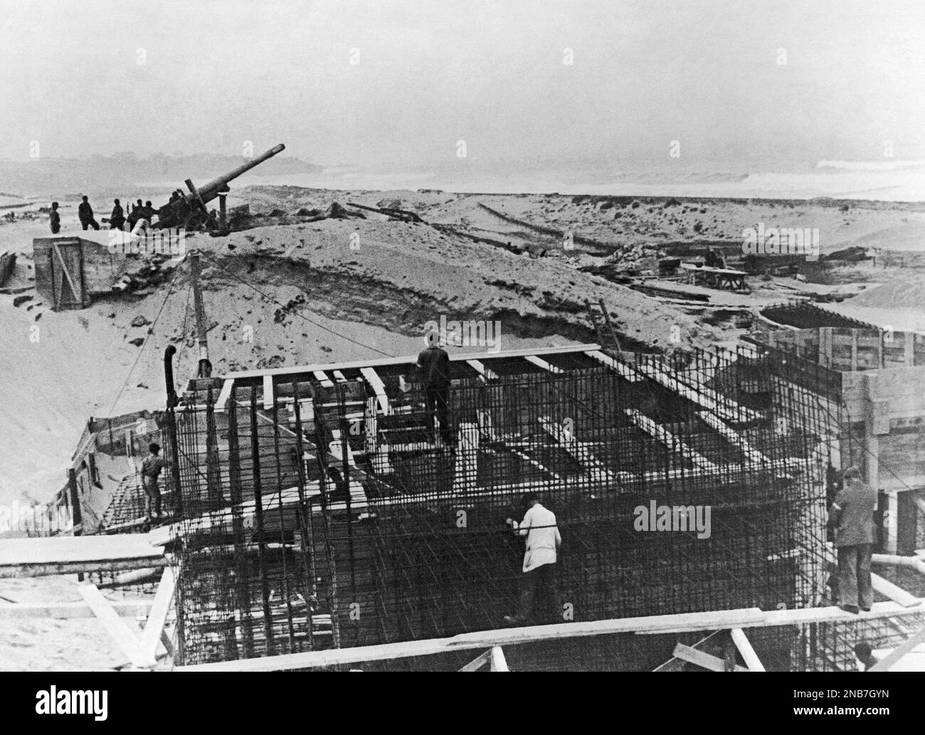 German fortifications in sand along Gulf of Biscay in France on June 9 ...
