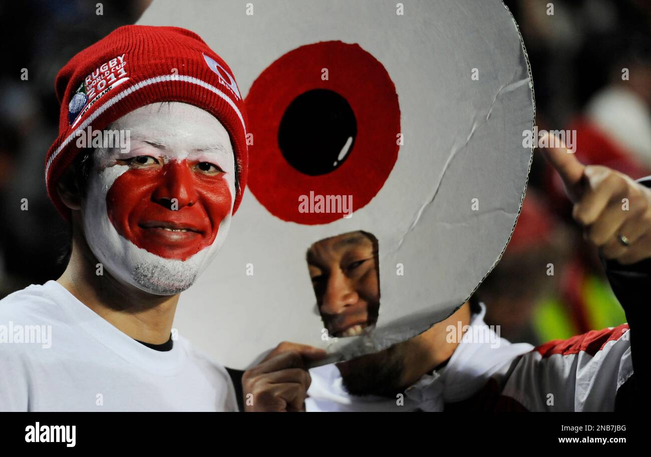 Japanese fans wait for the start of their team's Rugby World Cup Pool A ...