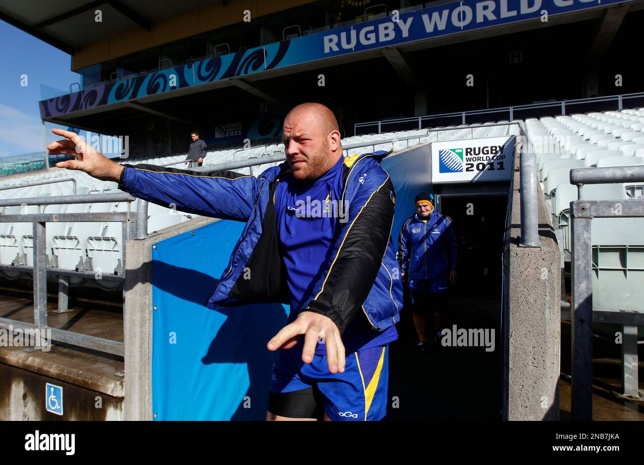 Romanian rugby palyer Mihaita Lazar arrives for a training session at ...