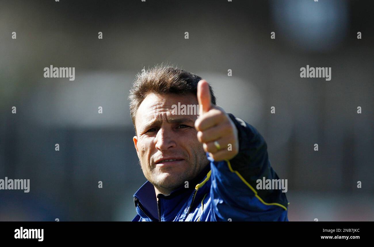 Romanian rugby coach Romeo Stefan Gontineac arrives for a training ...