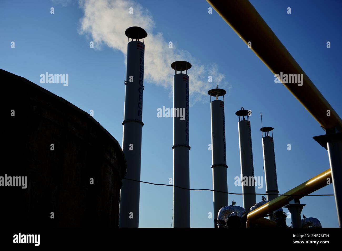 Bucharest, Romania - February 13, 2023: Temporary thermal power plant ...