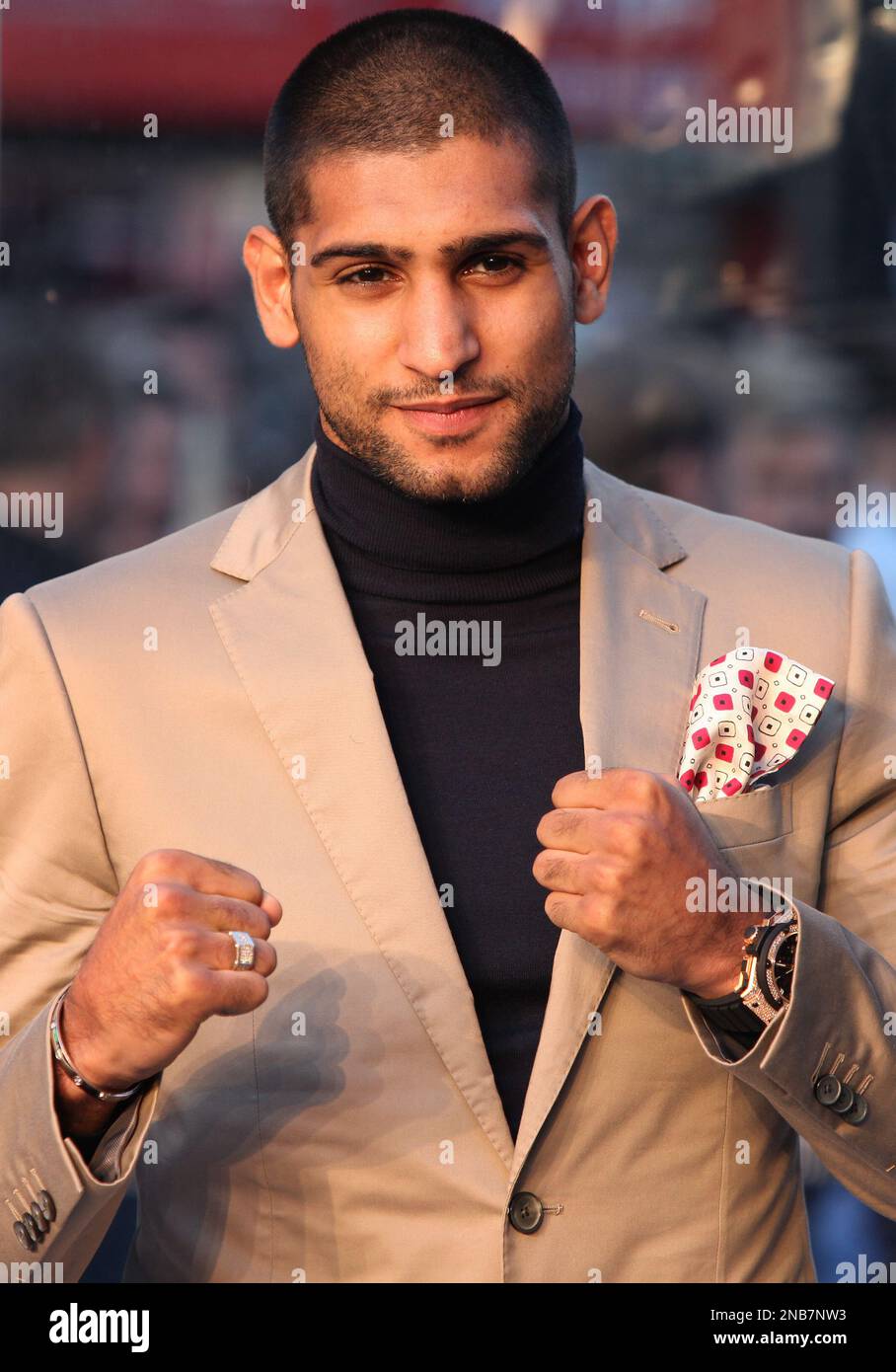 British boxer Amir Kahn arrives at a cinema in Leicester Square, London ...