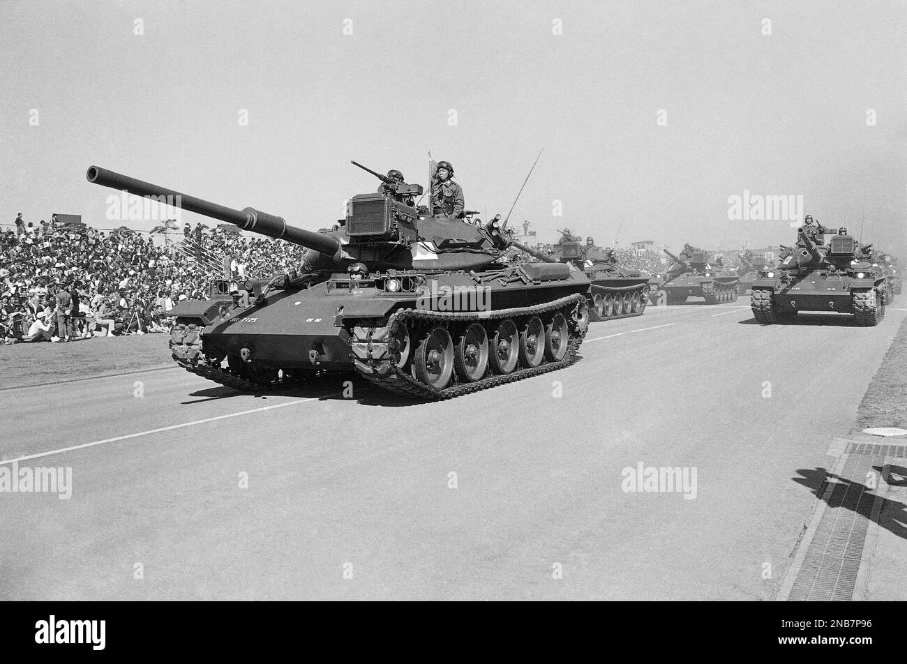 Japanese-made M74 tanks parade during a celebration of the Japan Self ...