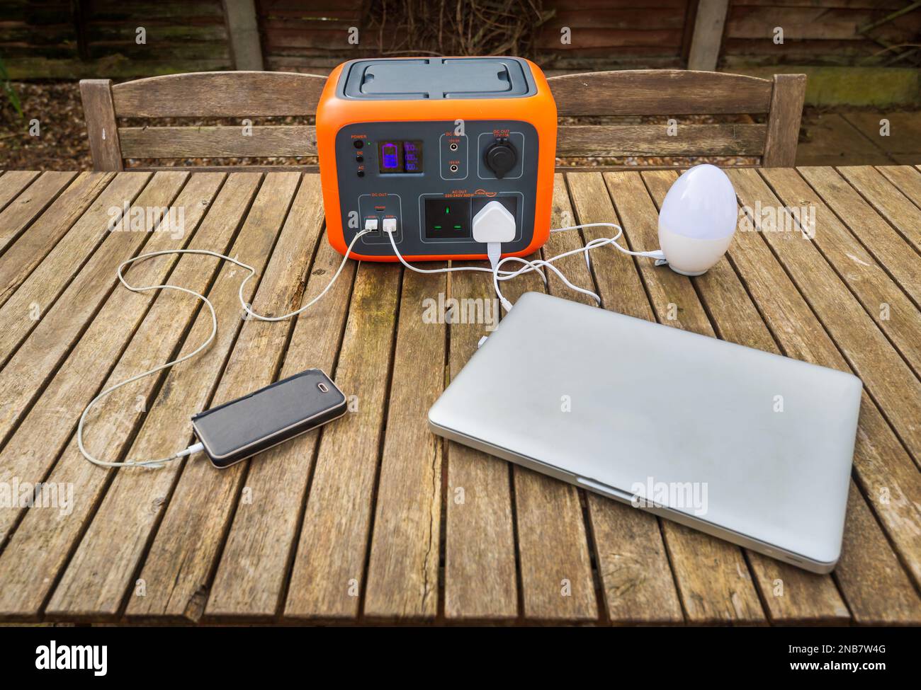 Portable power station solar electricity generator with laptop, mobile ...