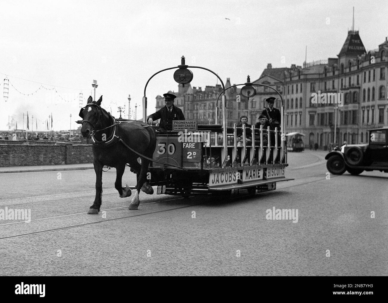 The toast rack horse trams, in Douglas, Isle of Man, on June 23, 1938 ...