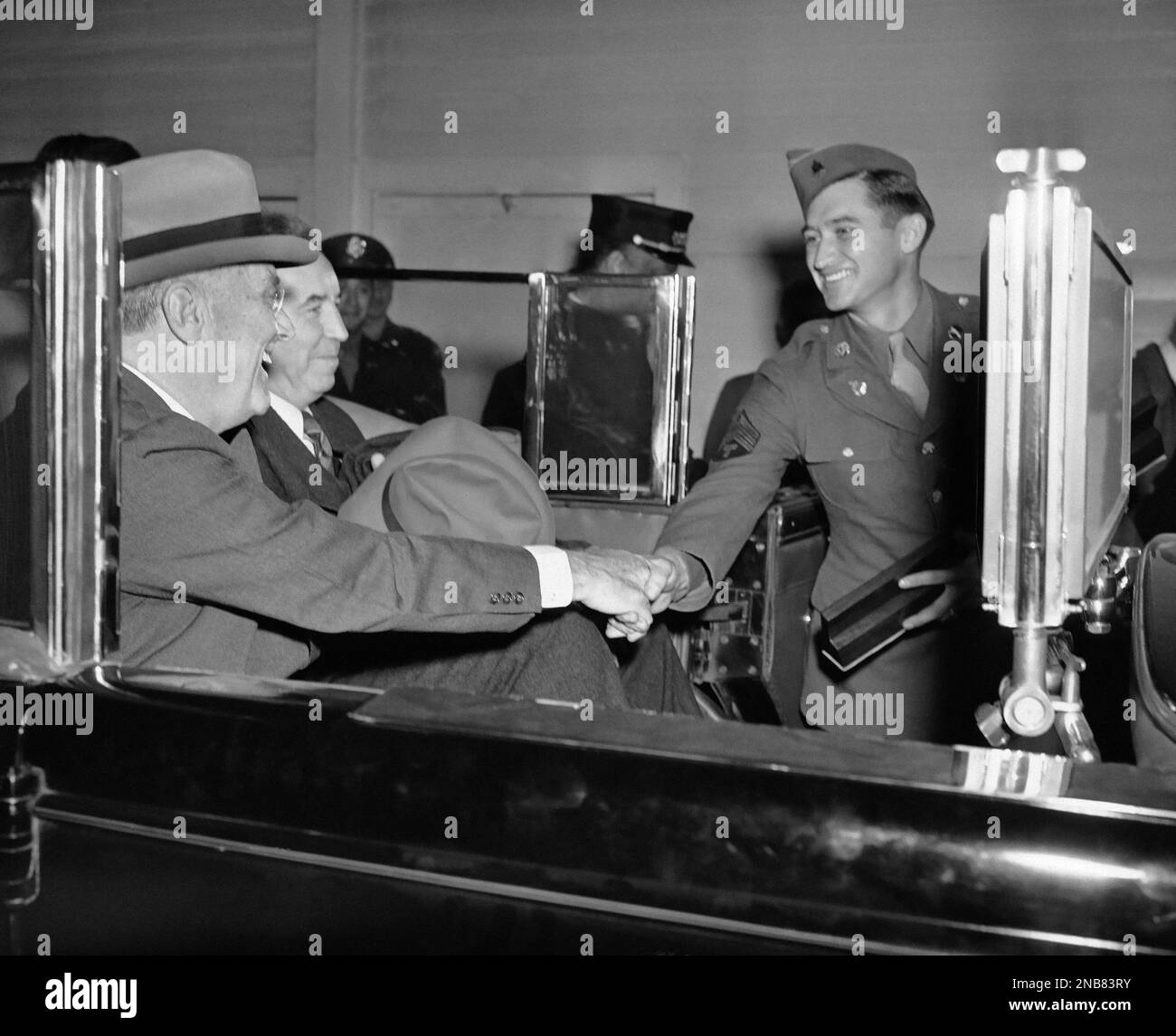 With Gov. Andrew Schoeppel of Kansas at his side, U.S. President ...