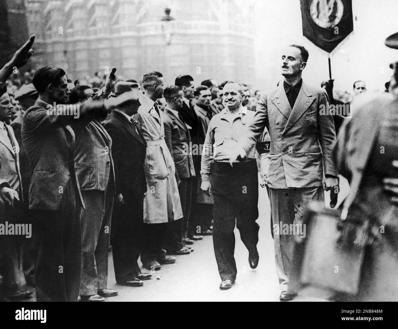 Sir Oswald Mosley, leader of the British Union of Fascists Movement is ...