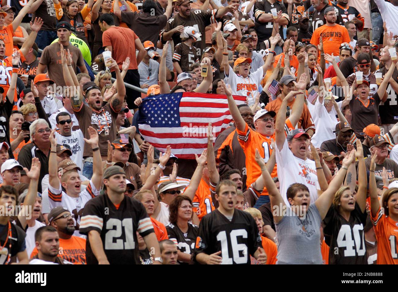 Cleveland Browns fans in the Dawg Pound cheer during an NFL football ...
