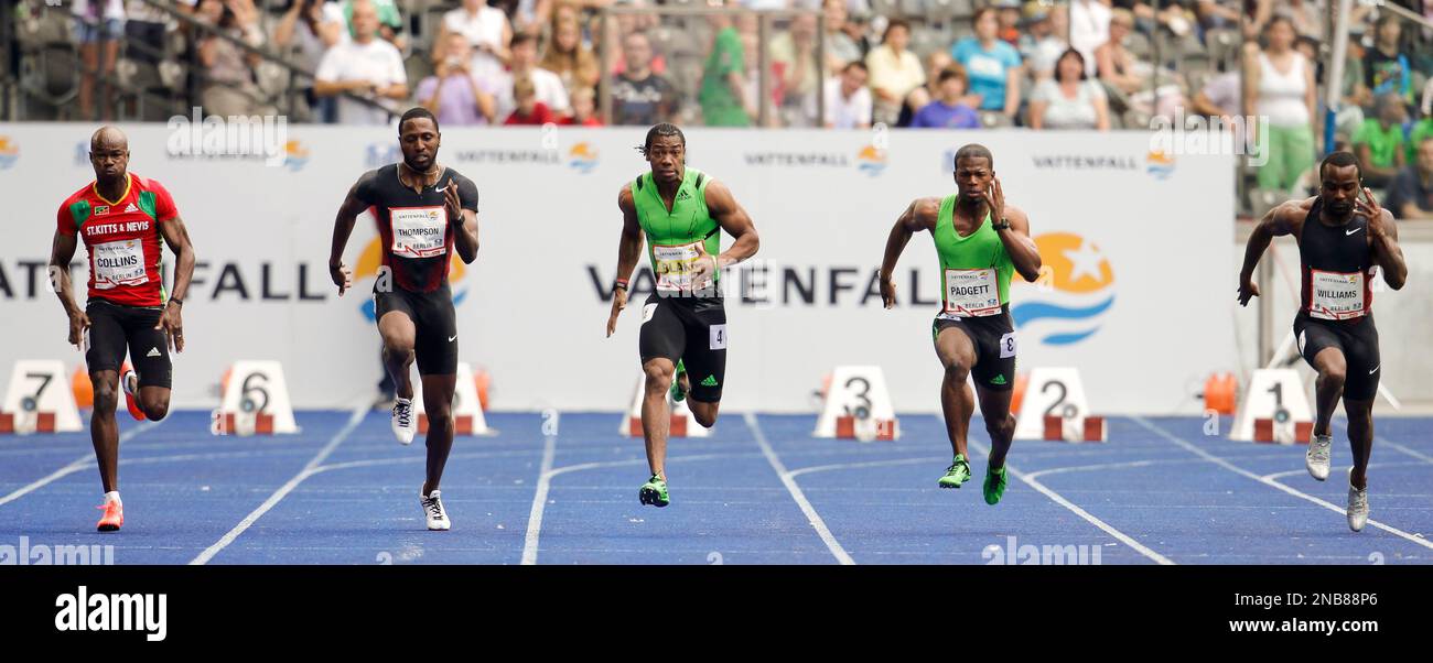 From left Kim Collins from Saint Kitts and Nevis, Richard Thompson from ...