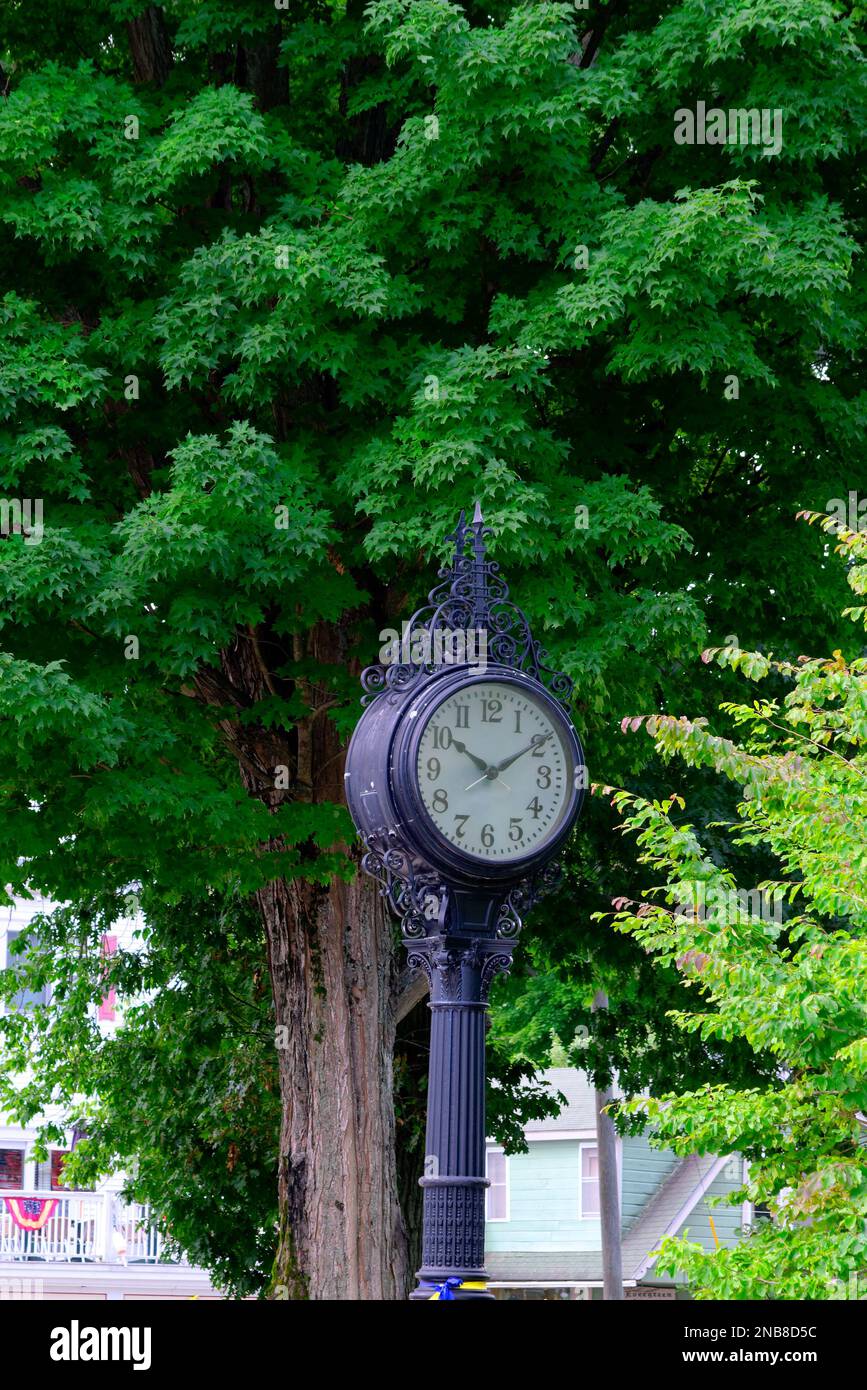 Clock in City Park in Bar Harbor Stock Photo - Alamy