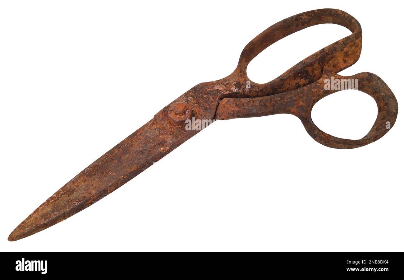 Rusty scissors over white background Stock Photo - Alamy