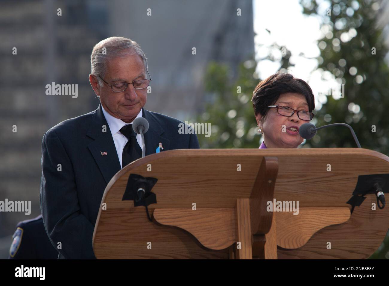 Family members read names during tenth anniversary ceremonies at the ...