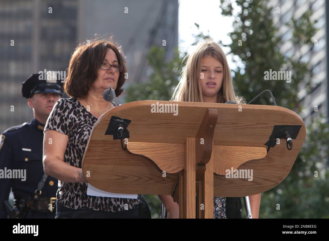 Family members read names during tenth anniversary ceremonies at the ...