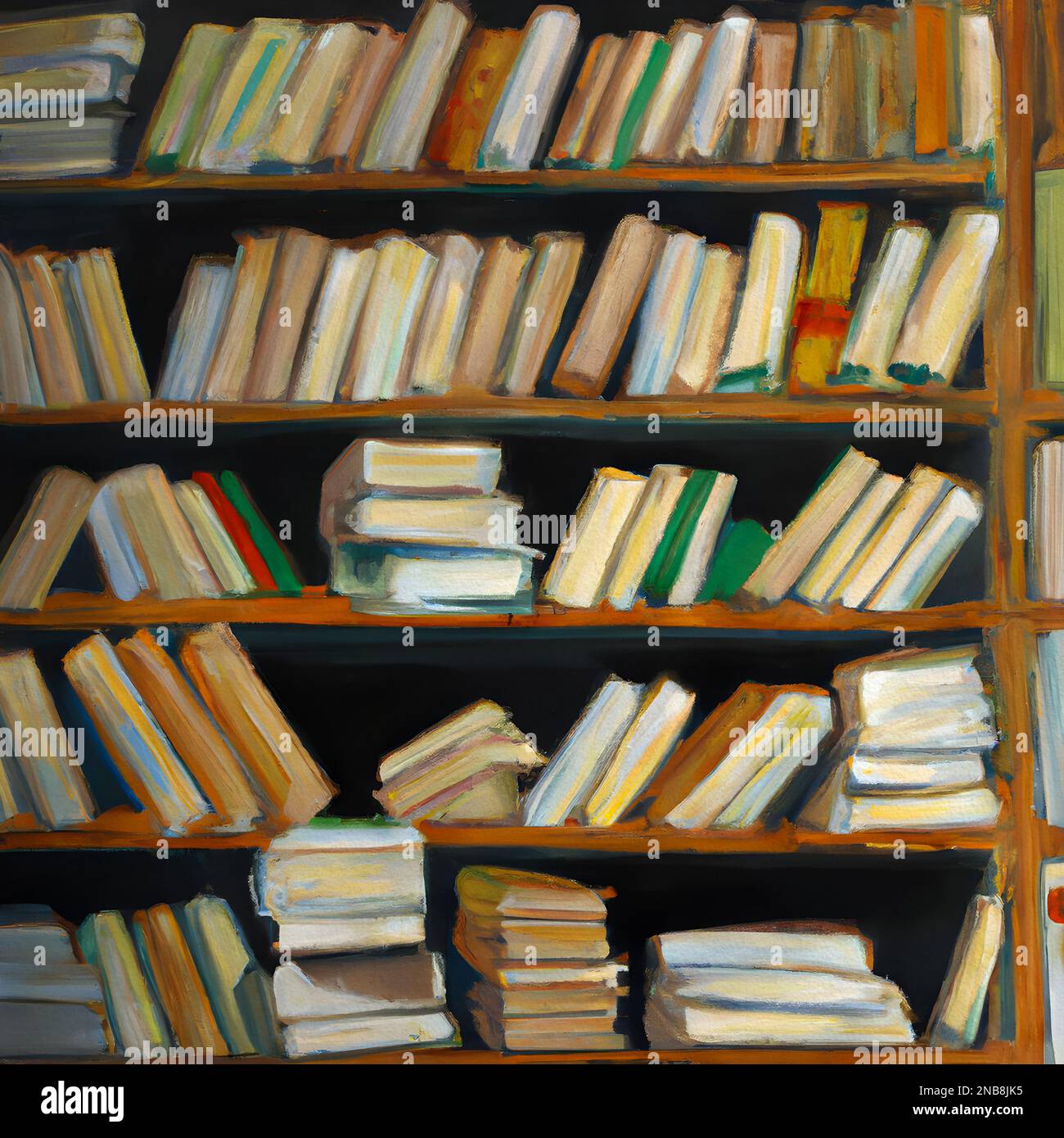 Books library painting hi-res stock photography and images - Alamy